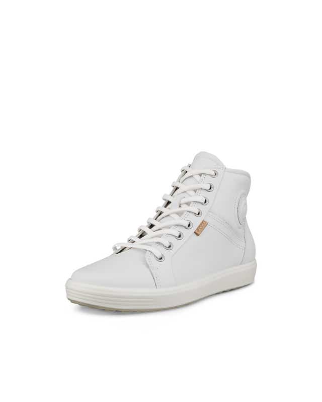 Women's ECCO® Soft 7 Leather High-Top Sneaker | White