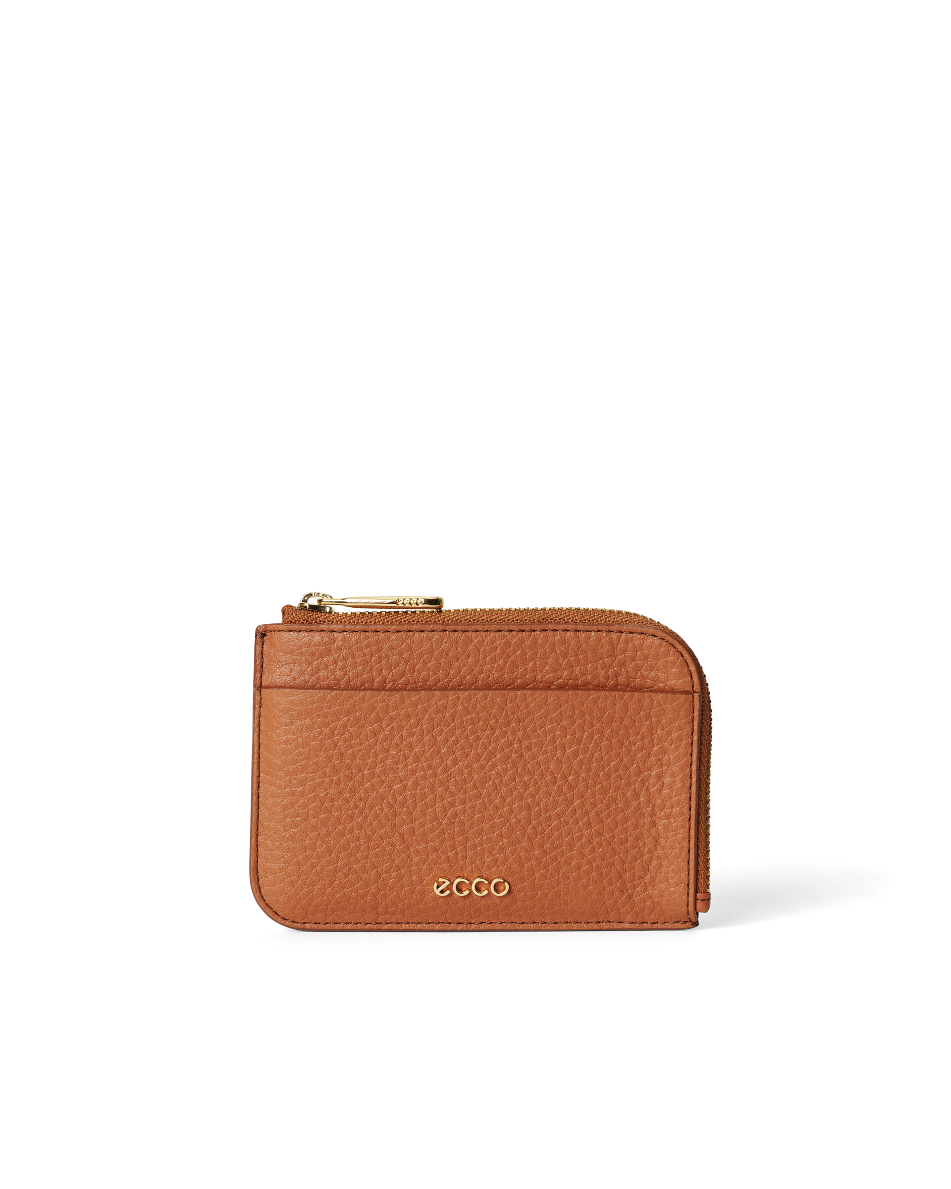 ECCO Card Case Zipped Pebbled レザーカードケース | ブラウン