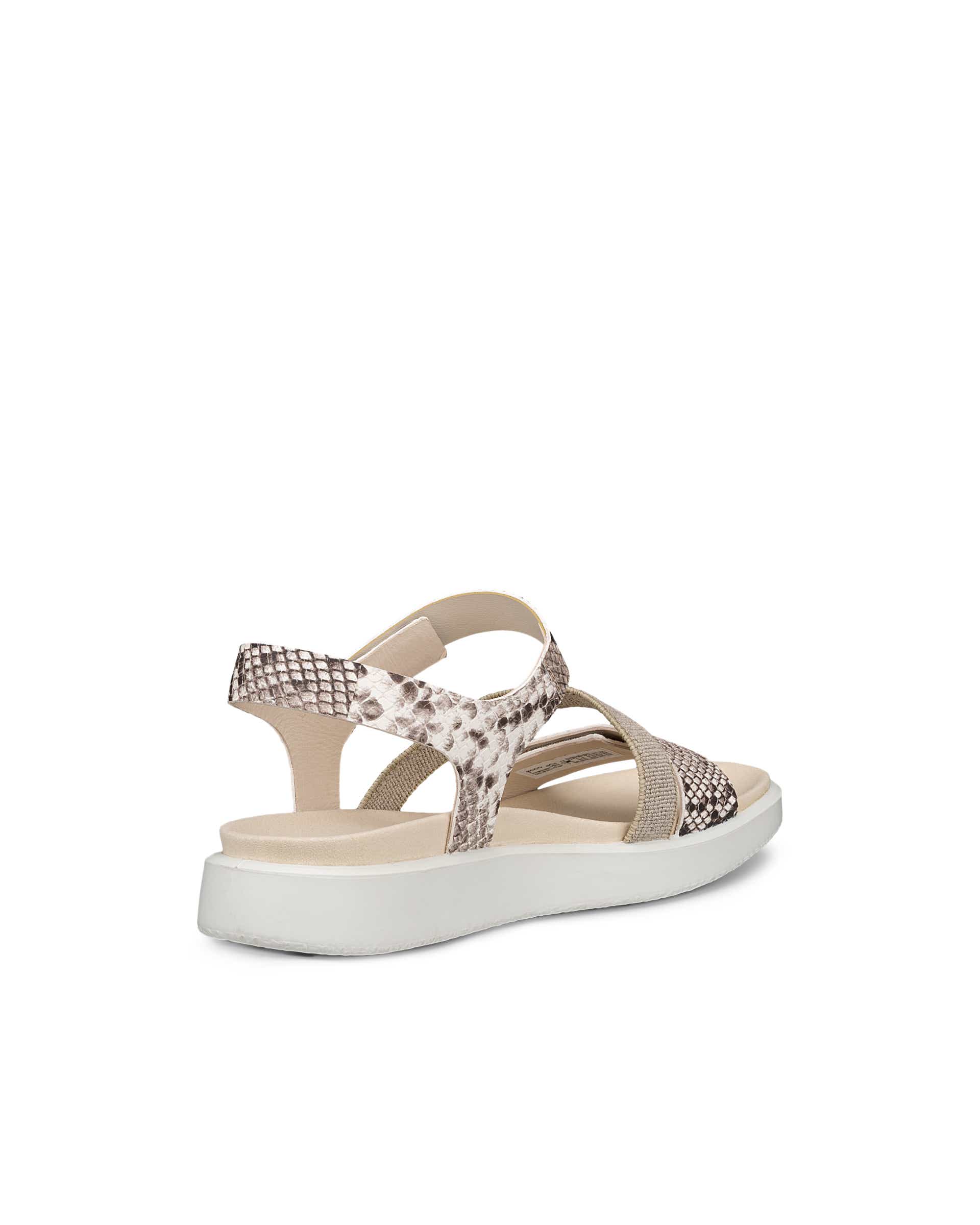 Womens Ecco® Flowt Leather Flat Two Strap Sandal Beige