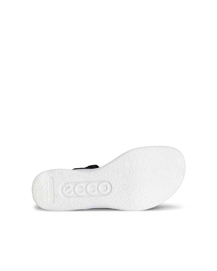 Womens Ecco® Flowt Leather Cork Heeled Wedge Sandal Black