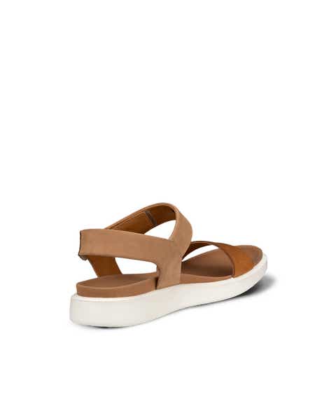 Womens Ecco® Flowt Suede Flat Sandal Brown