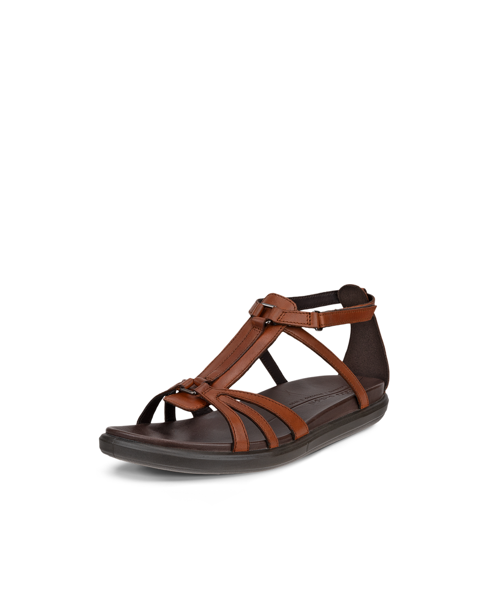 Women's ECCO® Simpil Leather Flat Sandal | Brown
