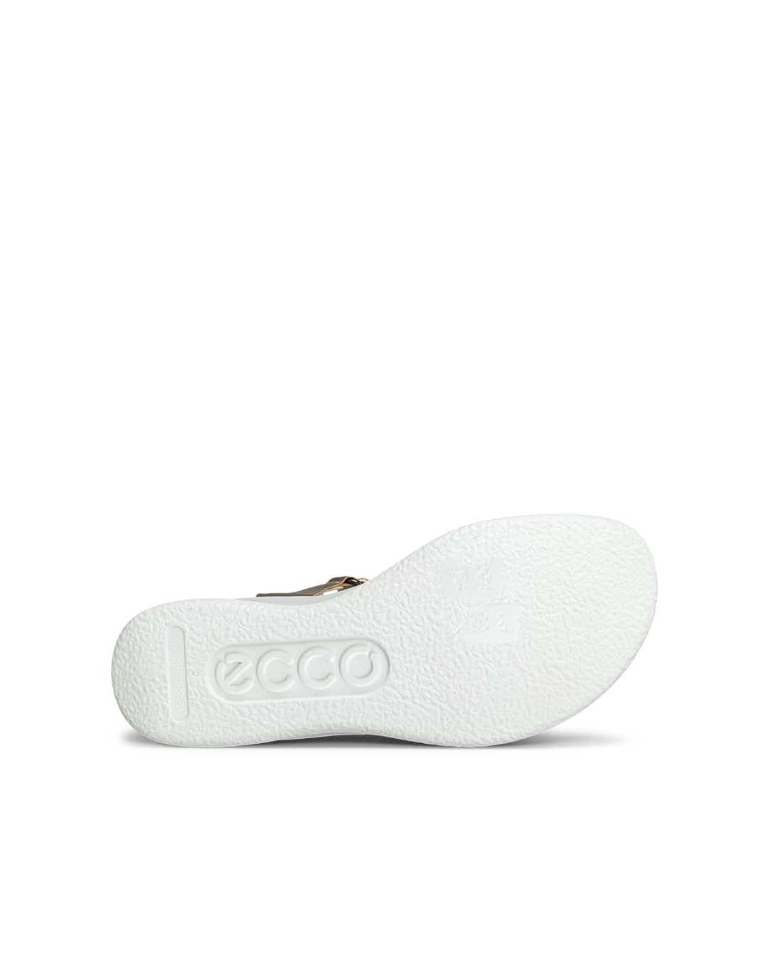 Womens Ecco® Flowt Lx Leather Cork Heeled Wedge Sandal Metallics