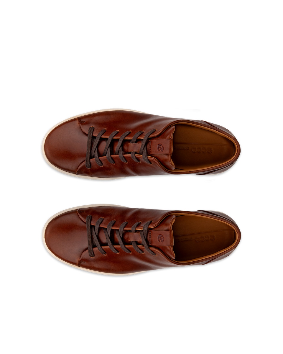Men s ECCO Soft 7 Leather Lace Up Shoe Brown