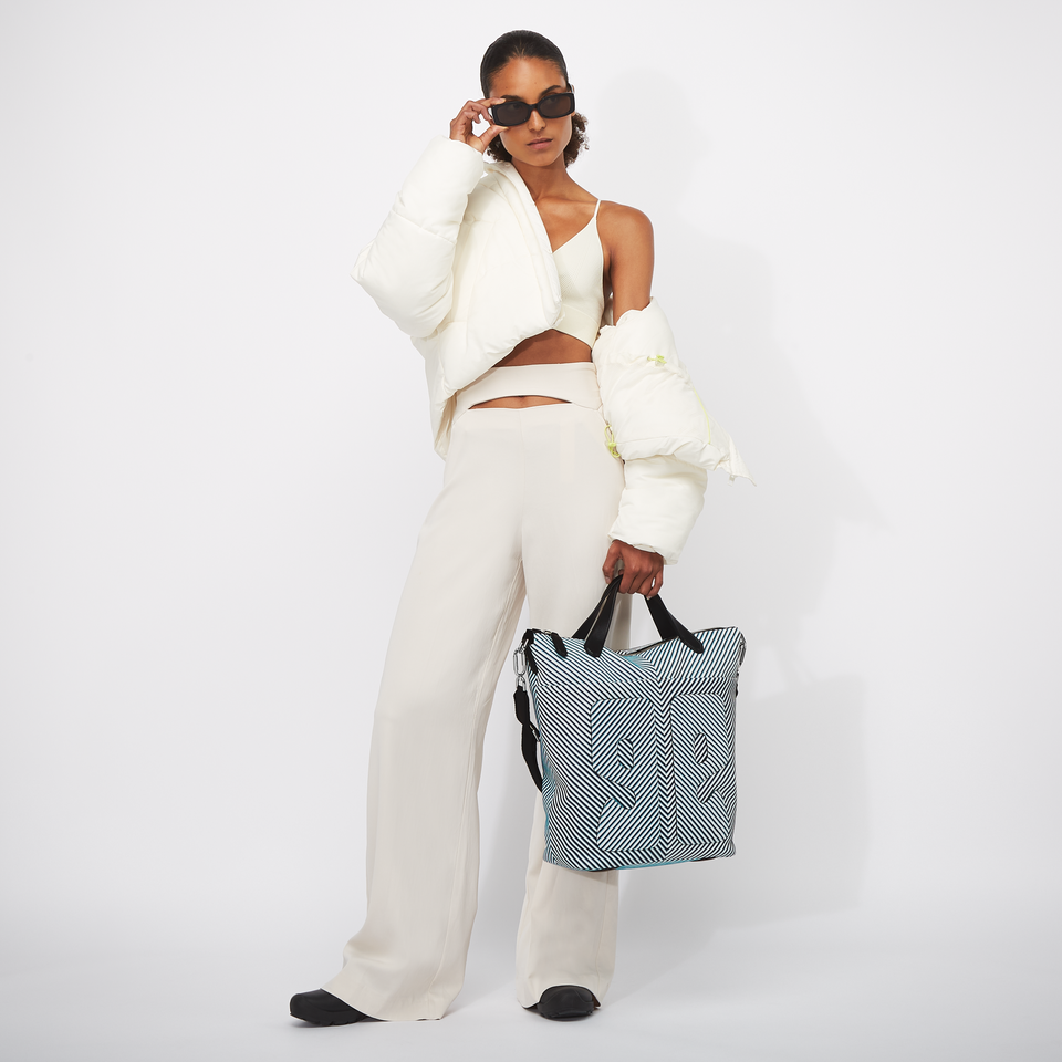 ECCO® E Stripe Leather Tote Bag | Blue