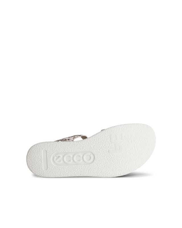 Womens Ecco® Flowt Leather Flat Two Strap Sandal Beige