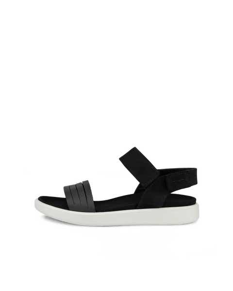 Womens Ecco® Flowt Leather Flat Sandal Black