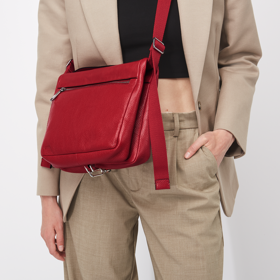 ECCO® Textureblock Leather Crossbody Bag | Red